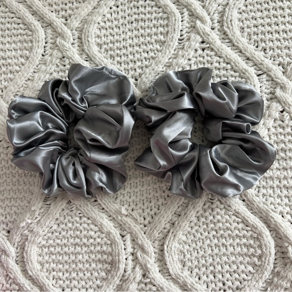 Accessories | Set Of 2 Handmade Satin Hair Scrunchies Gray New Whitout ...